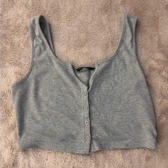 SHEIN | Tops | Shein Grey Crop Tank Top | Poshmark